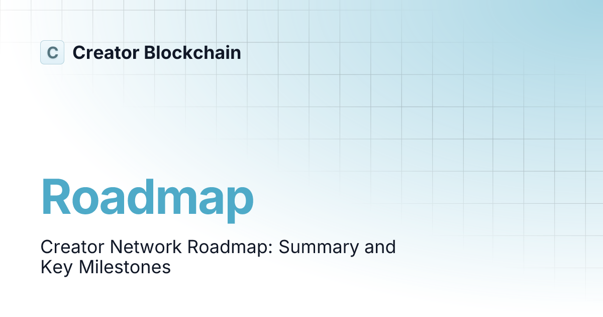 Roadmap | Creator Blockchain