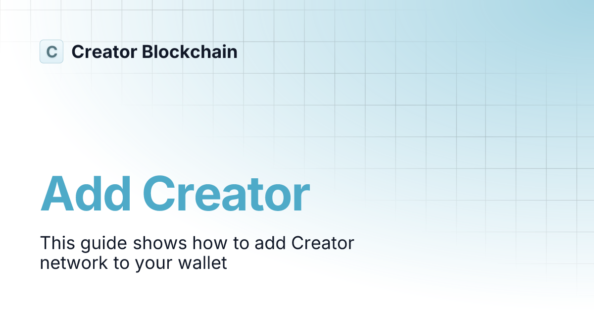 Add Creator | Creator Blockchain